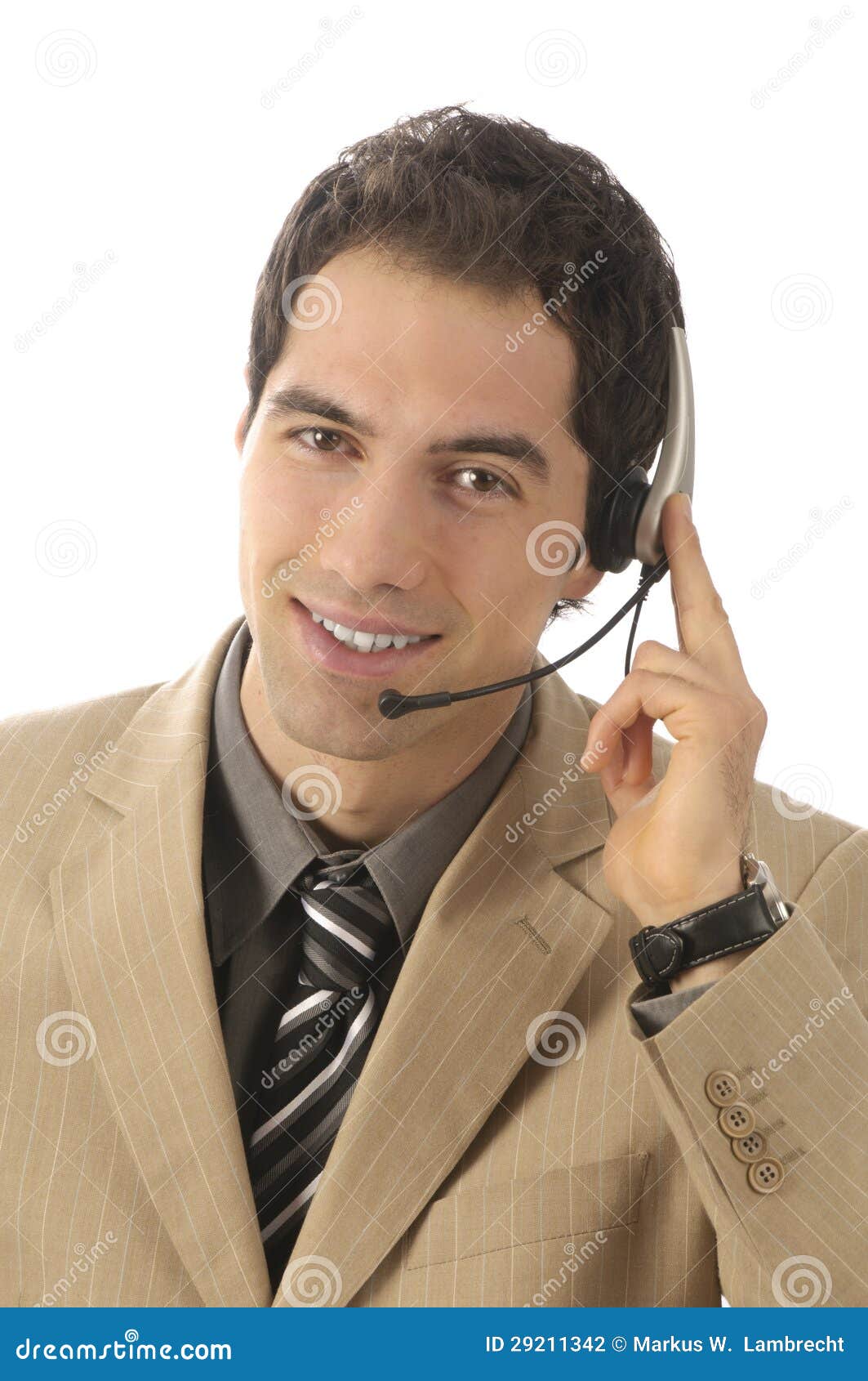 Businessman on the Phone with Headset Stock Photo - Image of ...