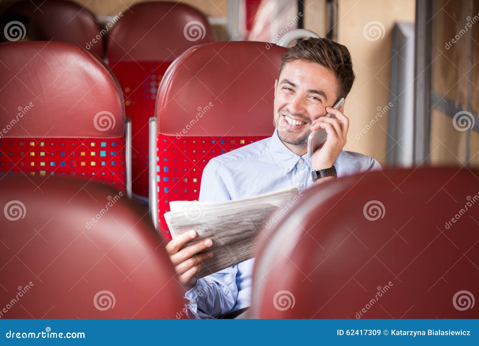 Businessman with Phone and Newspaper Stock Image - Image of businessman ...