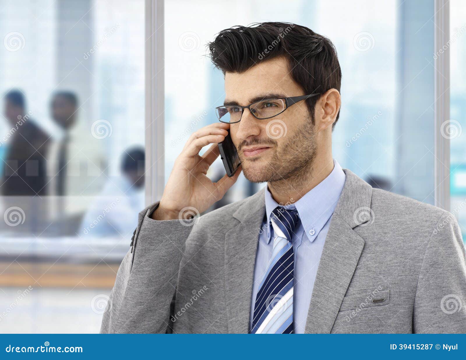 Businessman on the Phone at Office Stock Image - Image of european ...