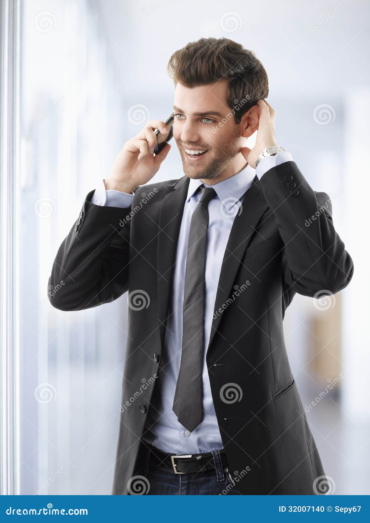 Businessman on phone stock photo. Image of office, communication - 32007140