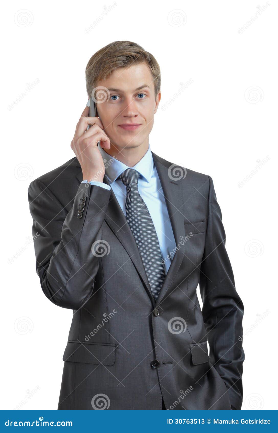 Businessman with phone stock image. Image of blond, worker - 30763513