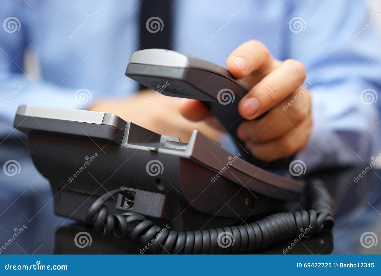 Businessman is Picking Up Telephone Handset, Customer Service Stock ...