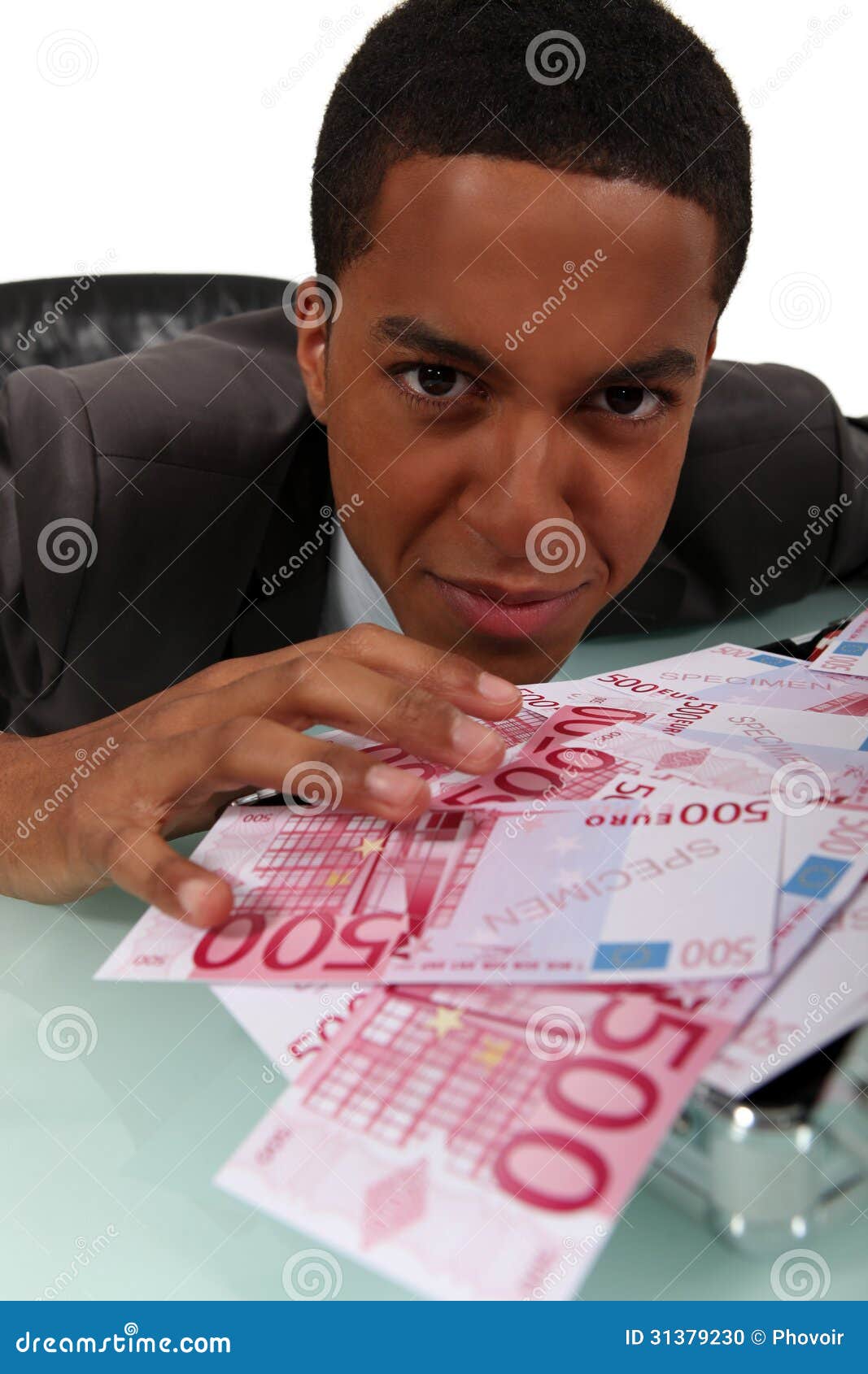 Businessman with a Pile of Cash Stock Photo - Image of american ...