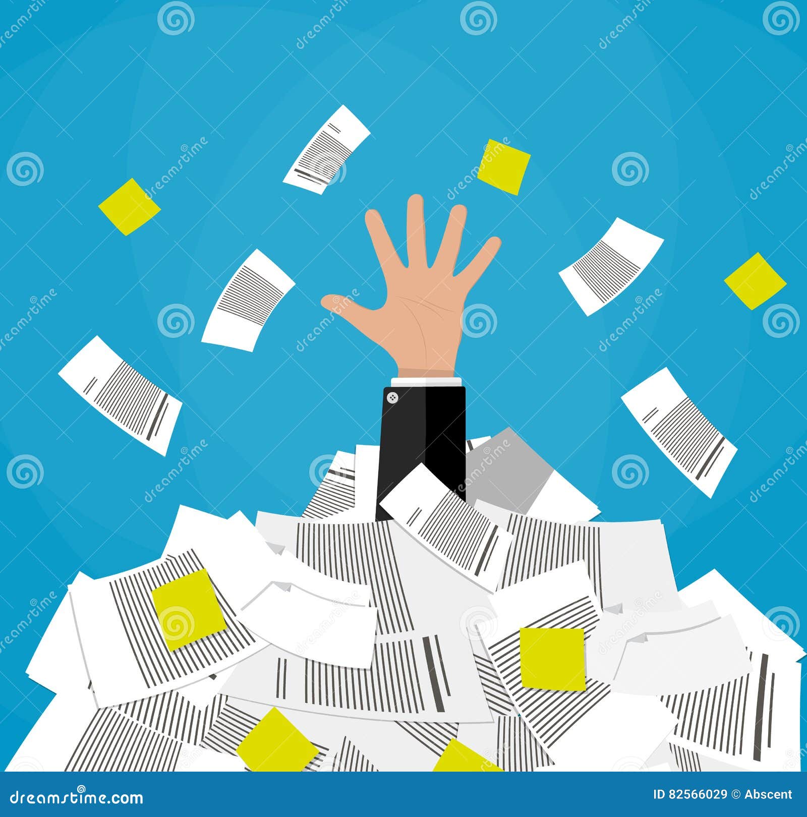 Businessman in Pile of Documents Stock Vector - Illustration of medical ...