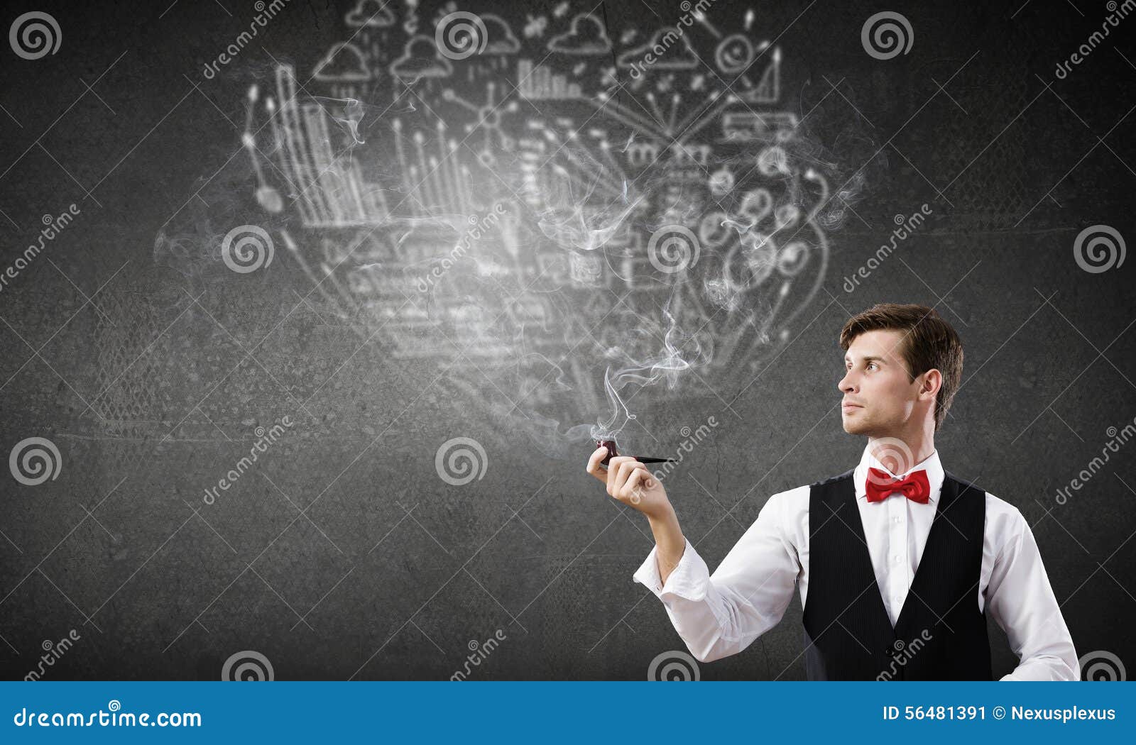 Businessman and pipe smoke stock image. Image of marketing - 56481391