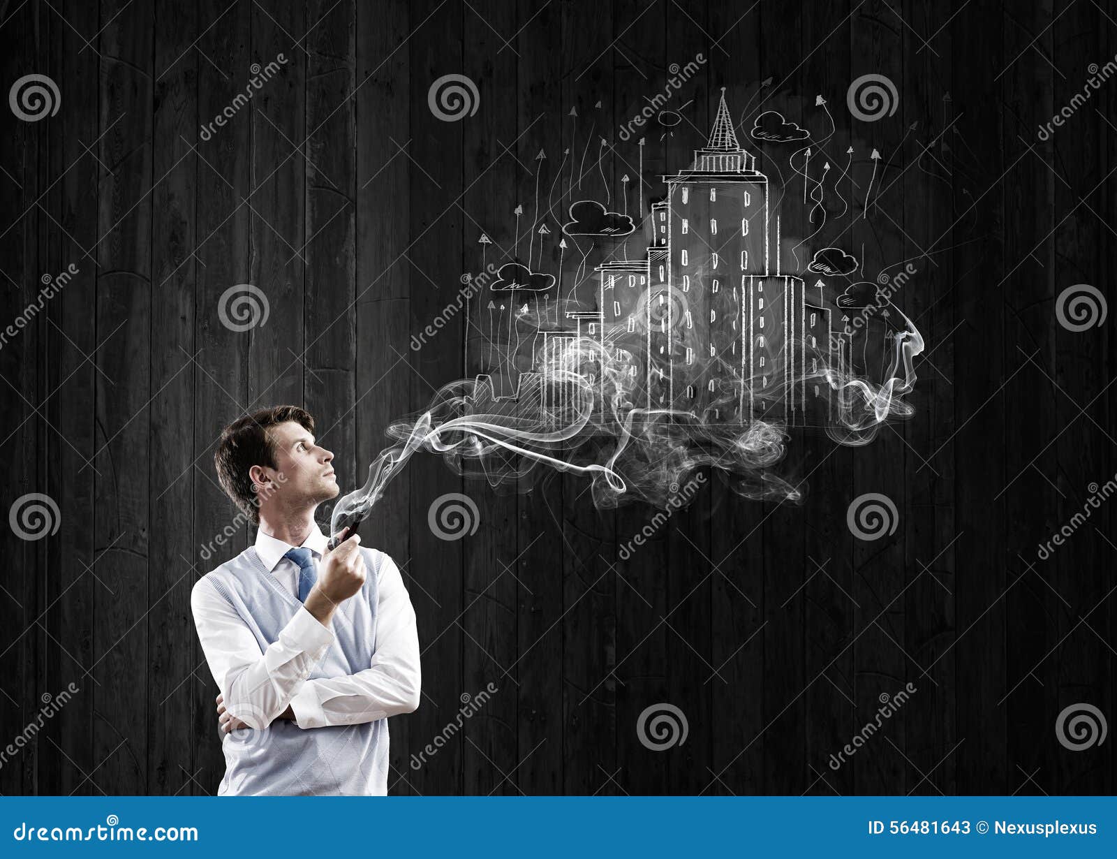 Businessman and pipe smoke stock image. Image of handsome - 56481643