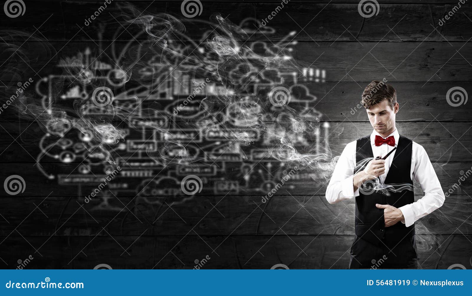 Businessman and pipe smoke stock image. Image of thoughtful - 56481919