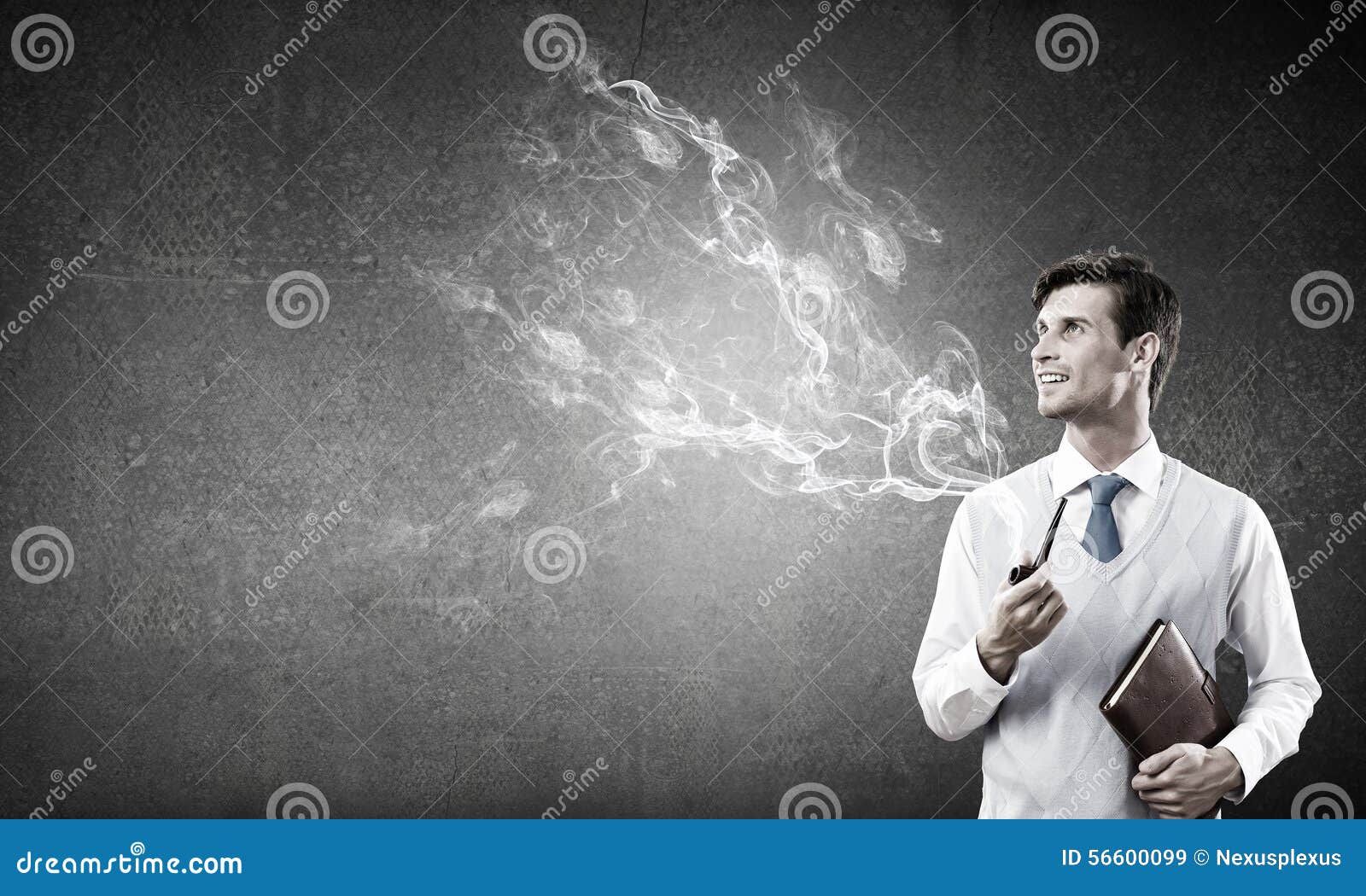 Businessman and pipe smoke stock image. Image of handsome - 56600099