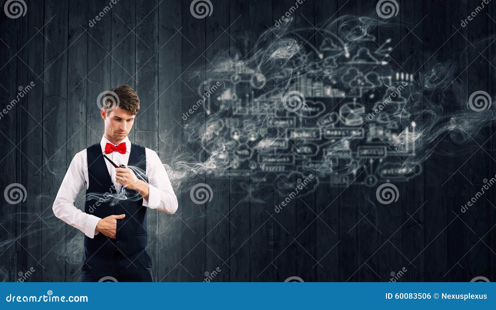 Businessman and pipe smoke stock photo. Image of education - 60083506