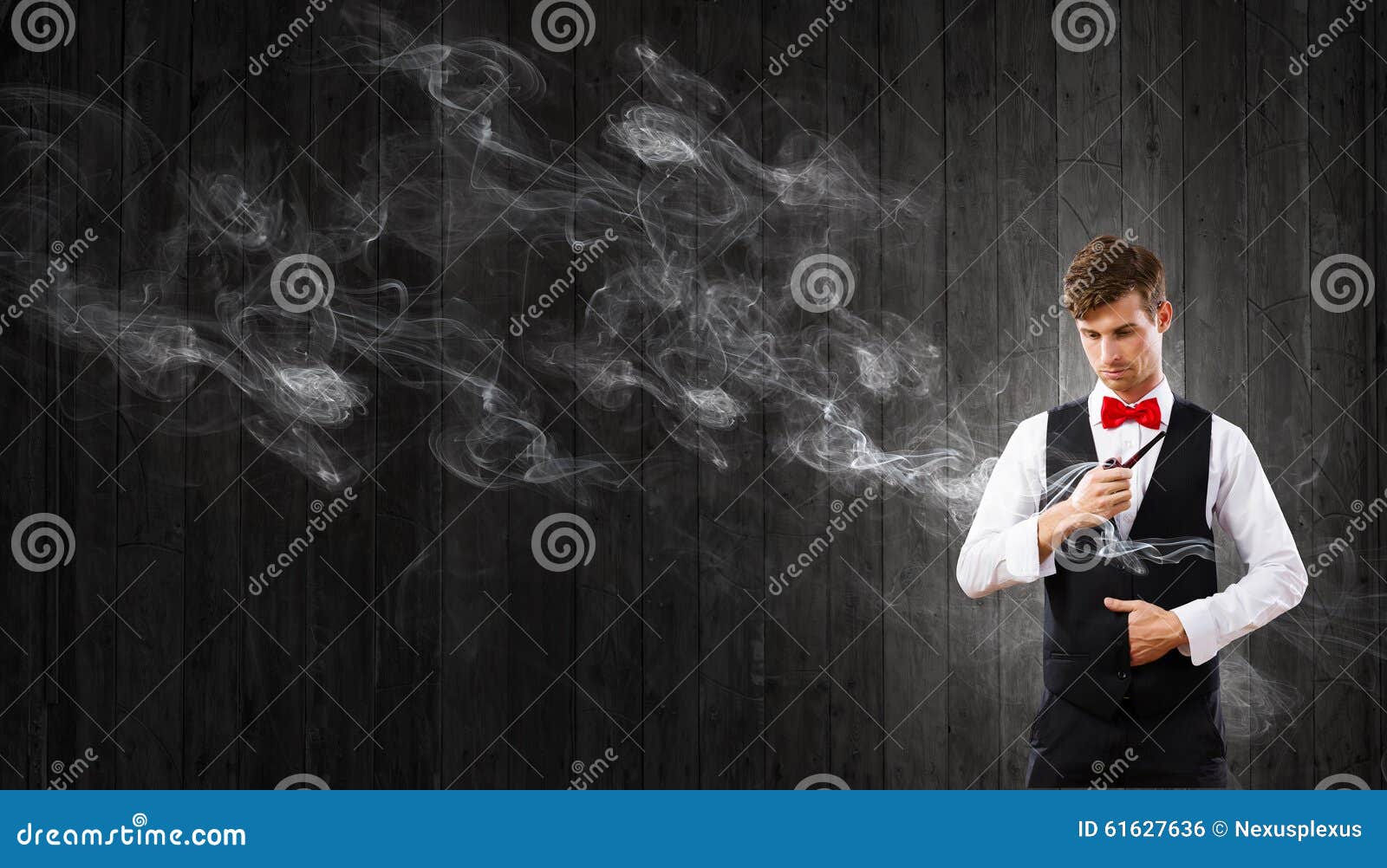 Businessman and pipe smoke stock photo. Image of handsome - 61627636