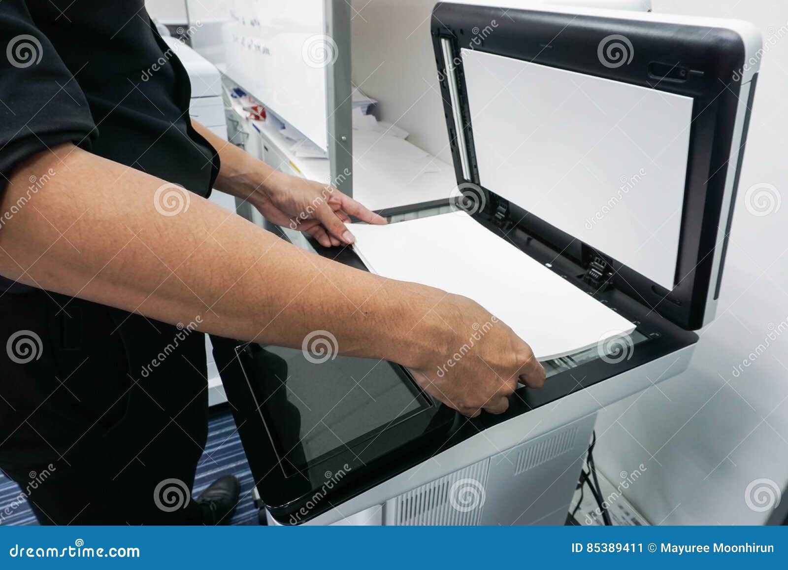 Businessman Place Paper Sheet on Printer Stock Image - Image of ...