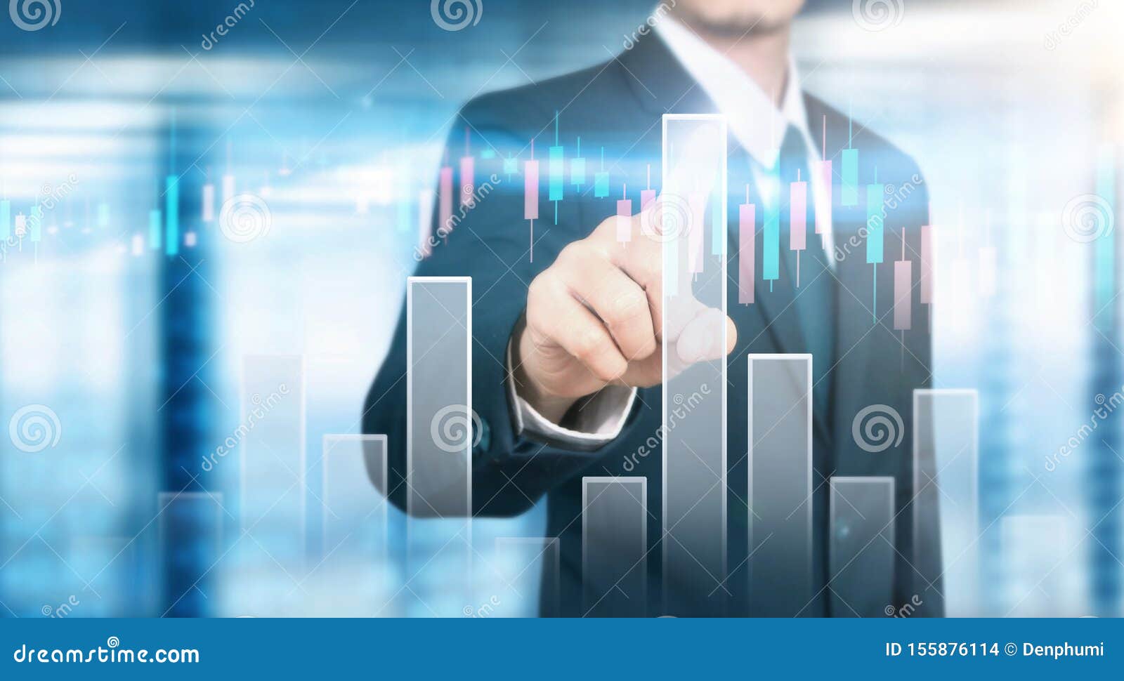 Businessman Plan Graph Growth and Increase of Chart Positive Indicators ...