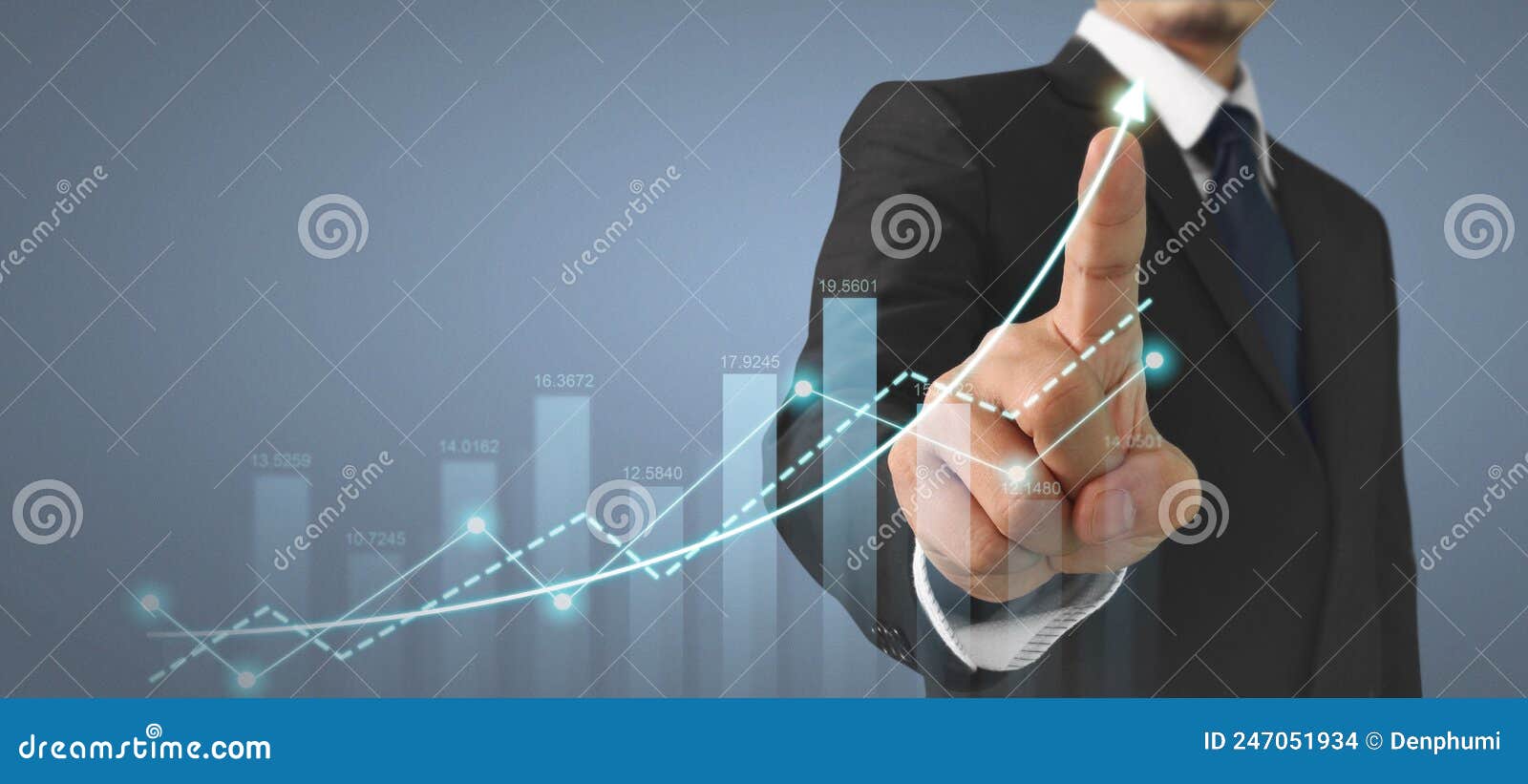 Businessman Plan Graph Growth and Increase of Chart Positive Indicators ...
