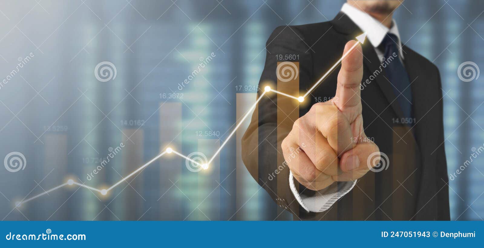 Businessman Plan Graph Growth and Increase of Chart Positive Indicators ...