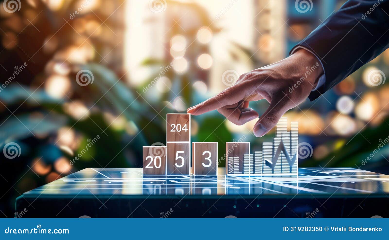 Businessman Plan Graph Growth and Increase of Chart Positive Indicators ...