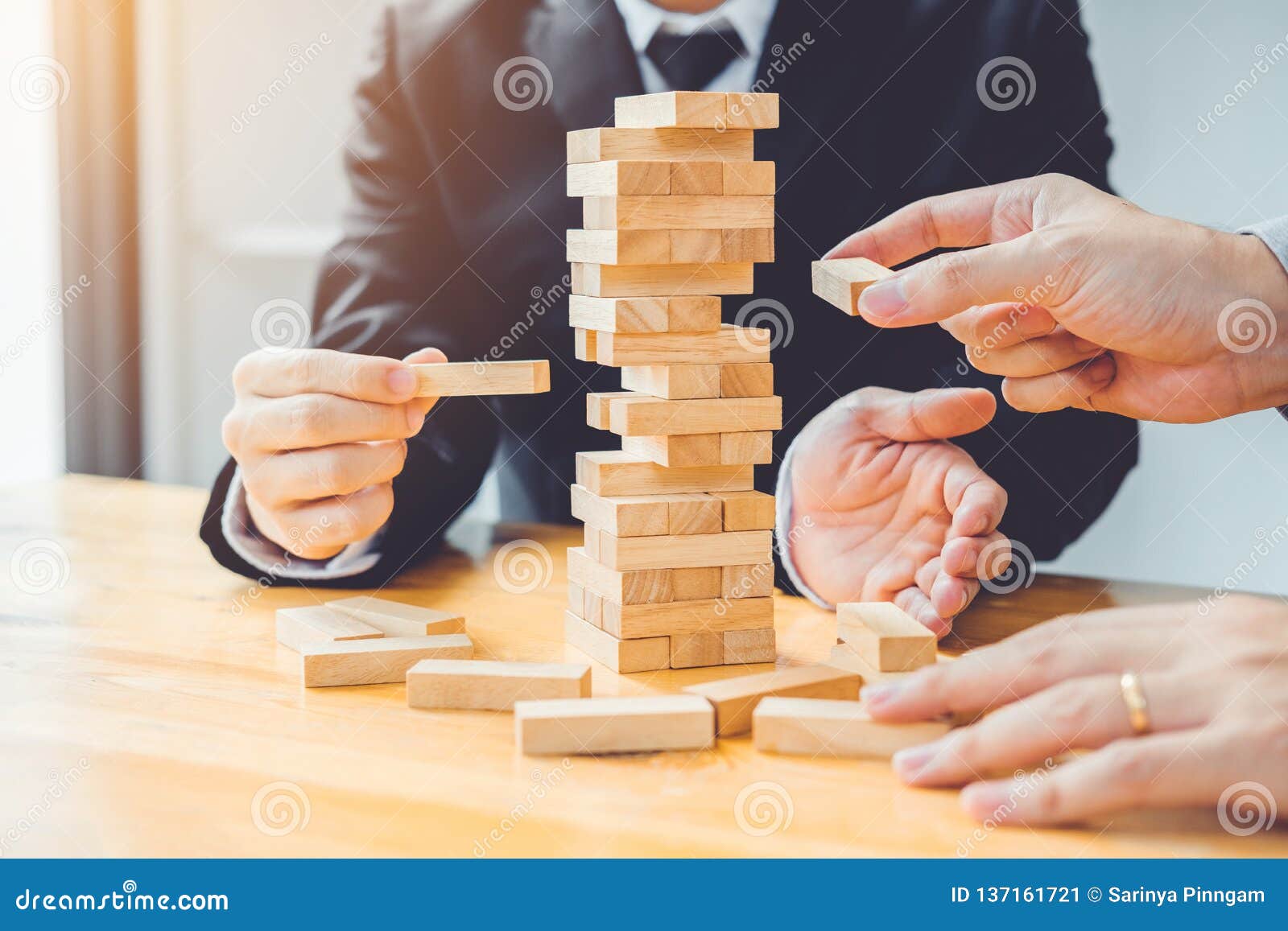Businessman Plan and Strategy in Business Domino Effect Problem Solving ...