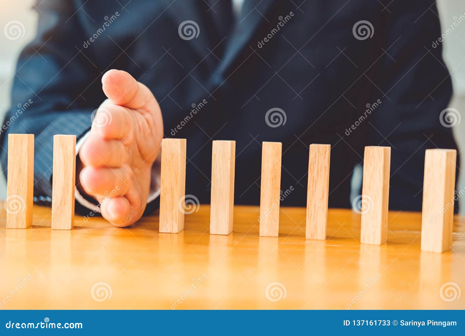 Businessman Plan and Strategy in Business Domino Effect Problem Solving ...