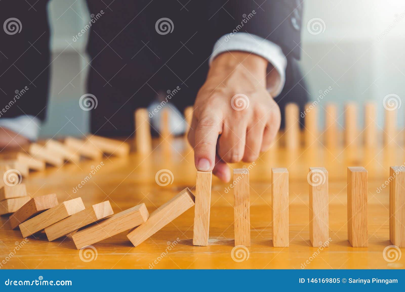 Businessman Plan and Strategy in Business Domino Effect Problem Solving ...