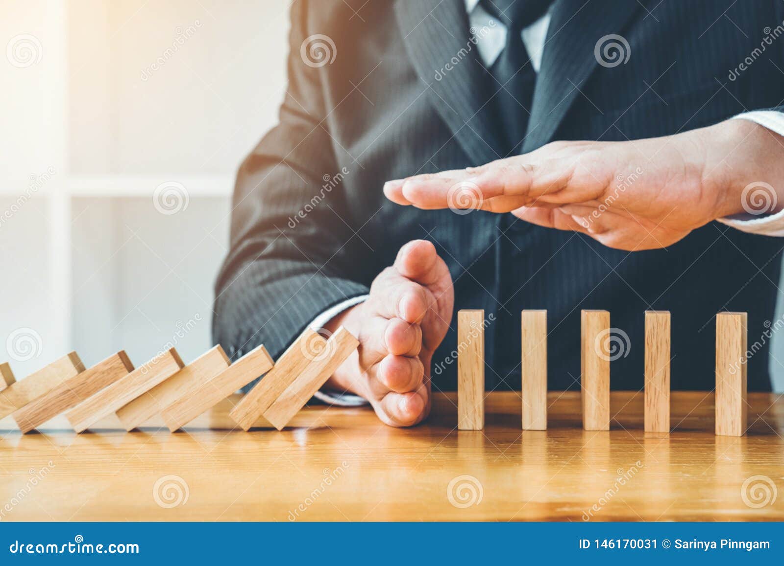 Businessman Plan and Strategy in Business Domino Effect Problem Solving ...