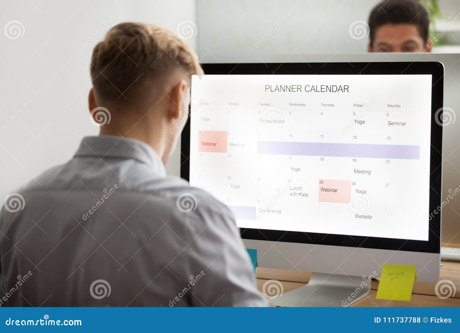 Businessman Planning Making Schedule on Computer Planner Applica Stock ...