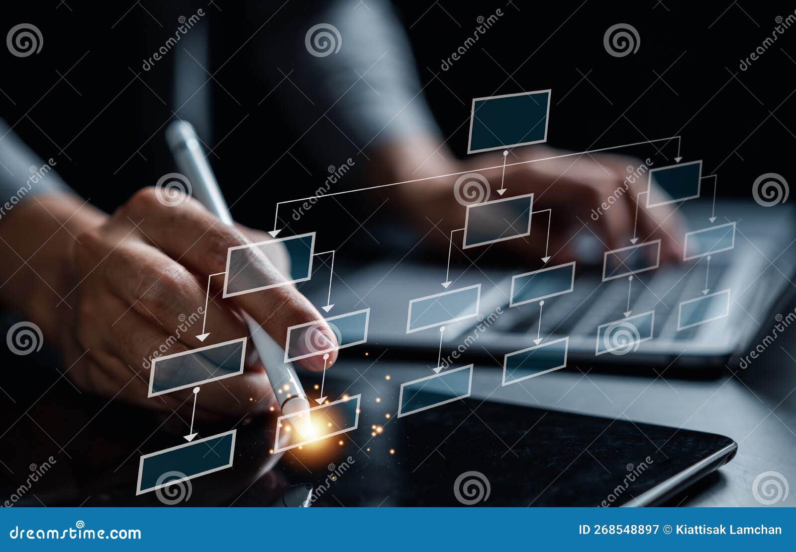 Businessman Planning Process Management Workflow. Step Scheme of ...