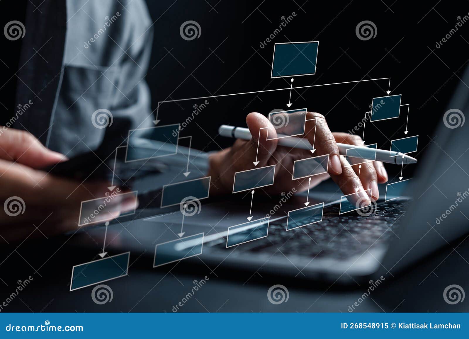 Businessman Planning Process Management Workflow. Step Scheme of ...