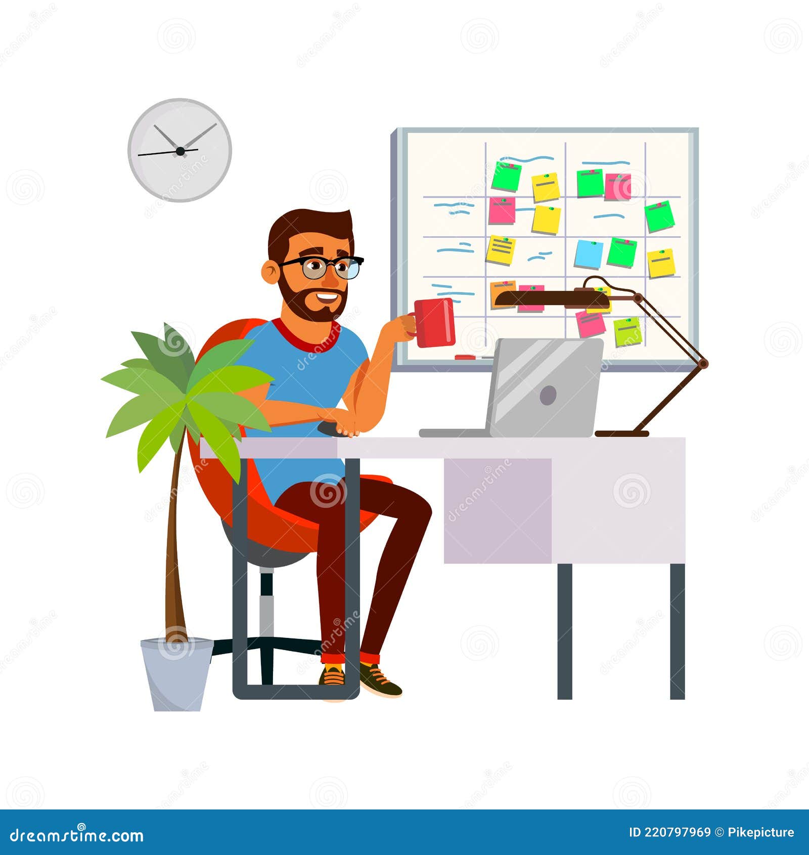 Businessman Planning Project Strategy at Work Cartoon Vector Stock ...
