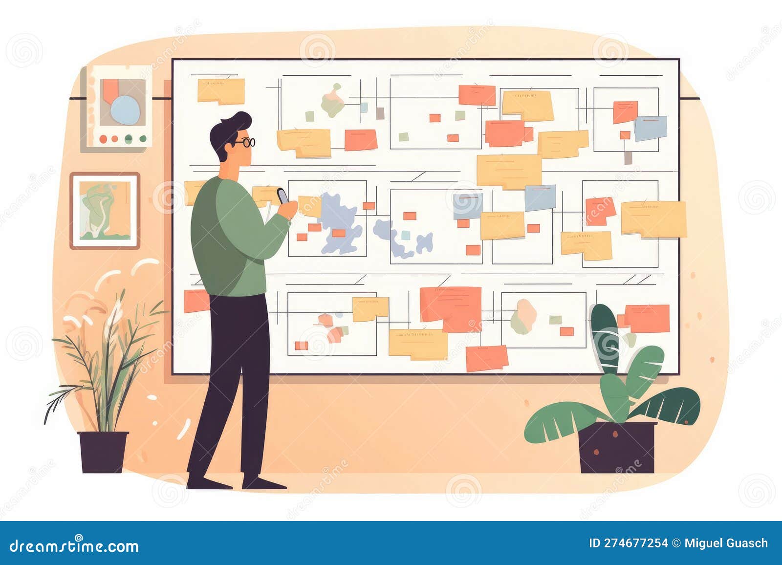 Businessman Is Planning With Popular Checklist Symbol Right Mark Vector ...