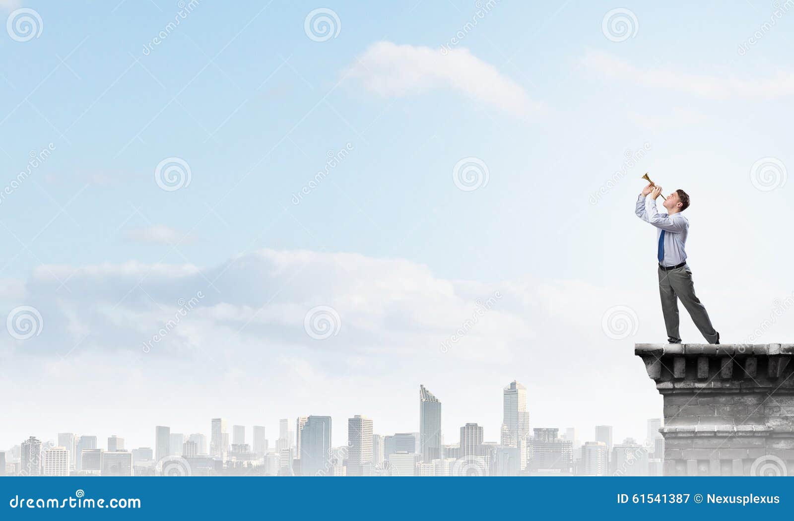 Businessman play pipe stock image. Image of fullbody - 61541387