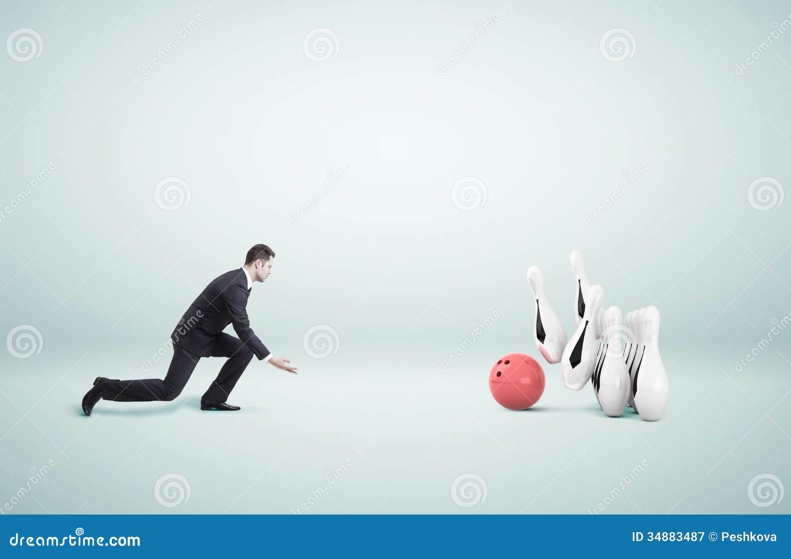 Businessman Playing Bowling Stock Image - Image of impact, handsome ...