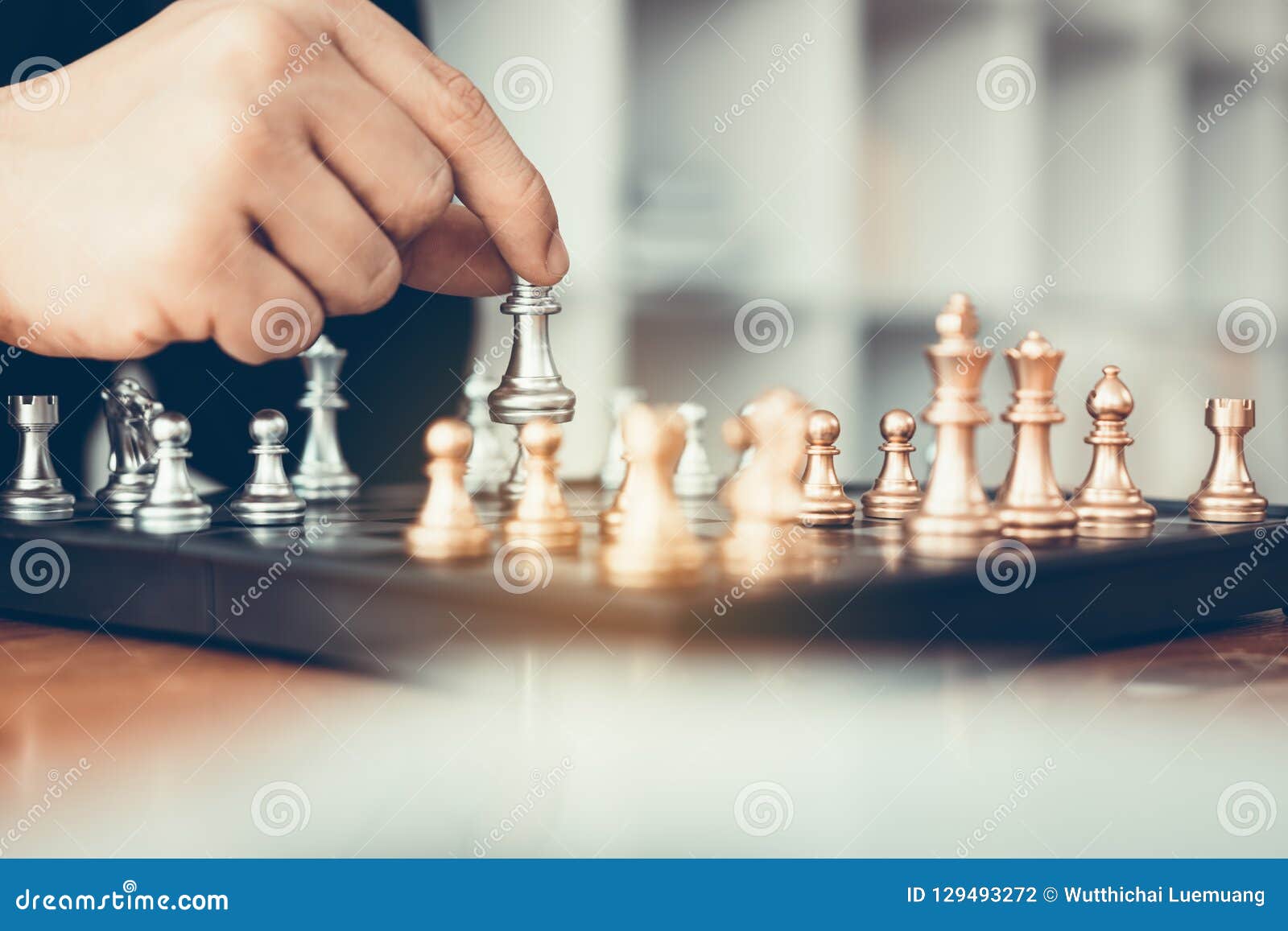 Businessman Playing Chess Game Beat Opponent with Strategy Concept ...
