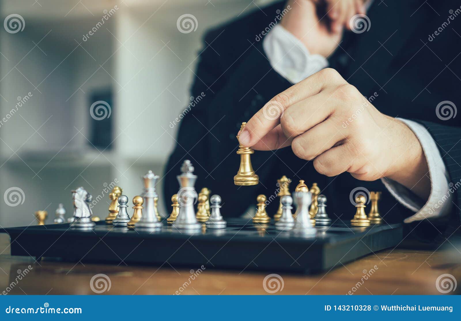 Businessman Playing Chess Game Beat Opponent with Strategy Concept ...
