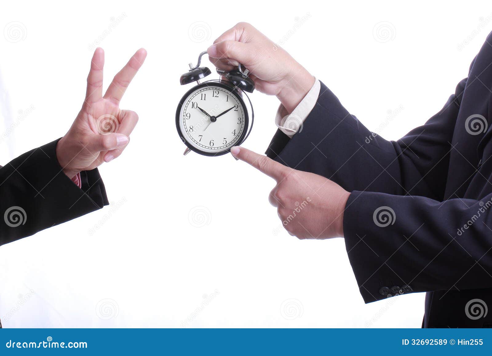 Businessman Point Clock for Order Something Stock Image - Image of ...