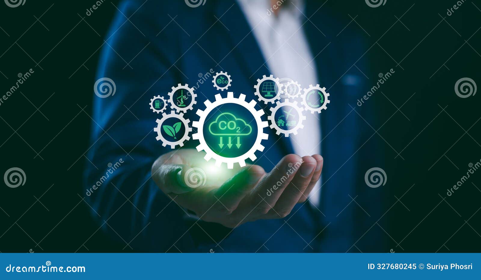 Businessman Point To Increasing Arrow with Carbon Reduction for Decrease CO2, Green House Global ...