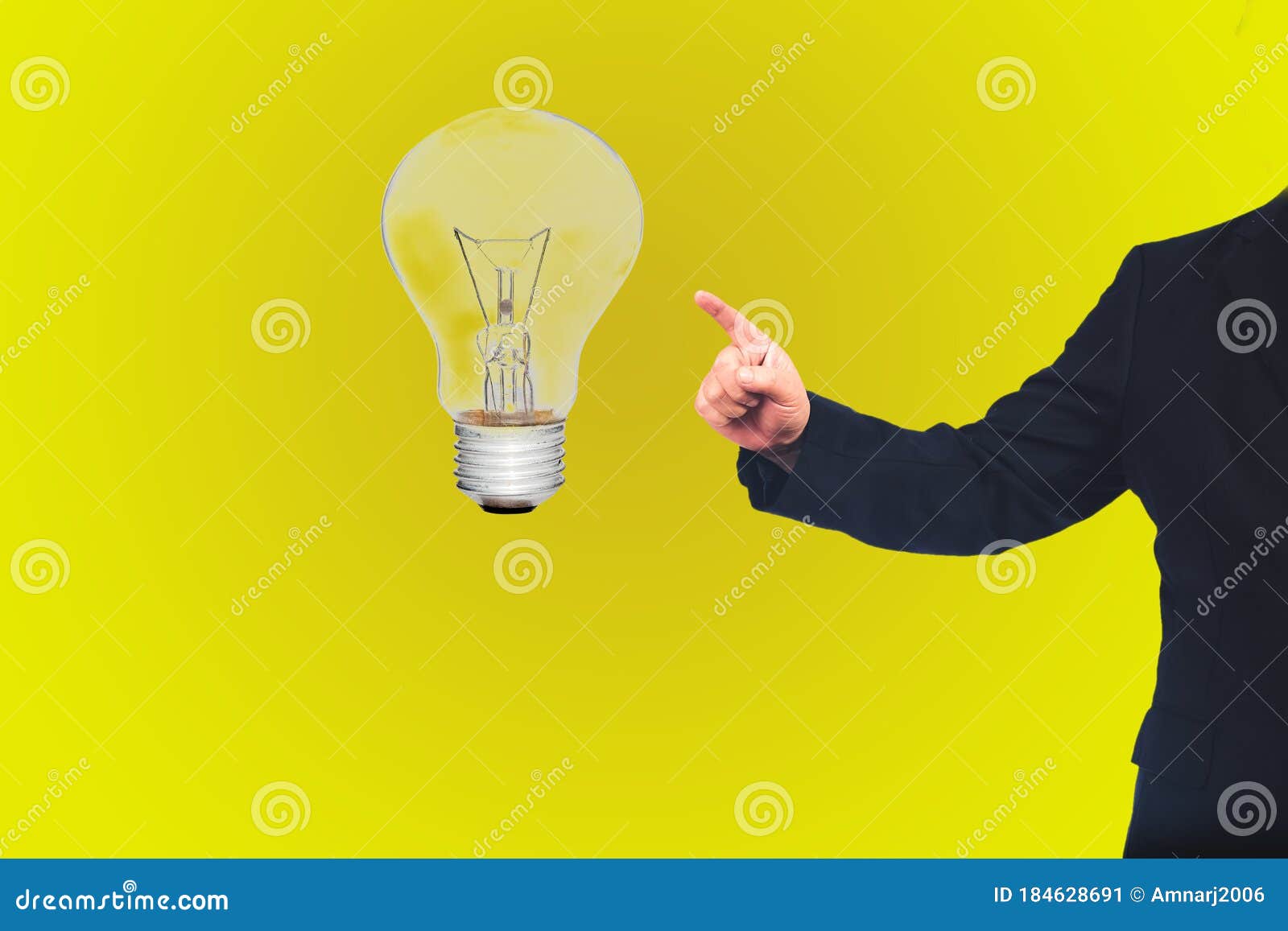Businessman Point To Light Bulb ,concept Idea Stock Image - Image of ...