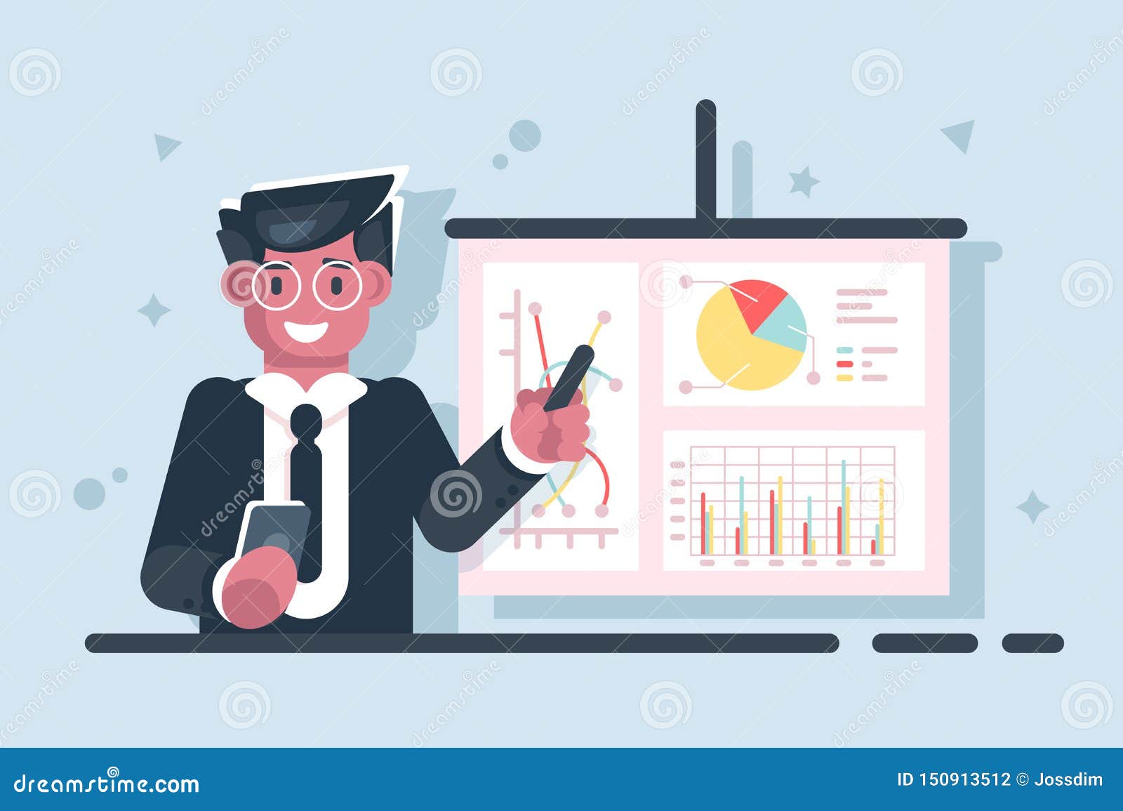 Businessman With Pointer Stick Presentation Chart Royalty-Free ...