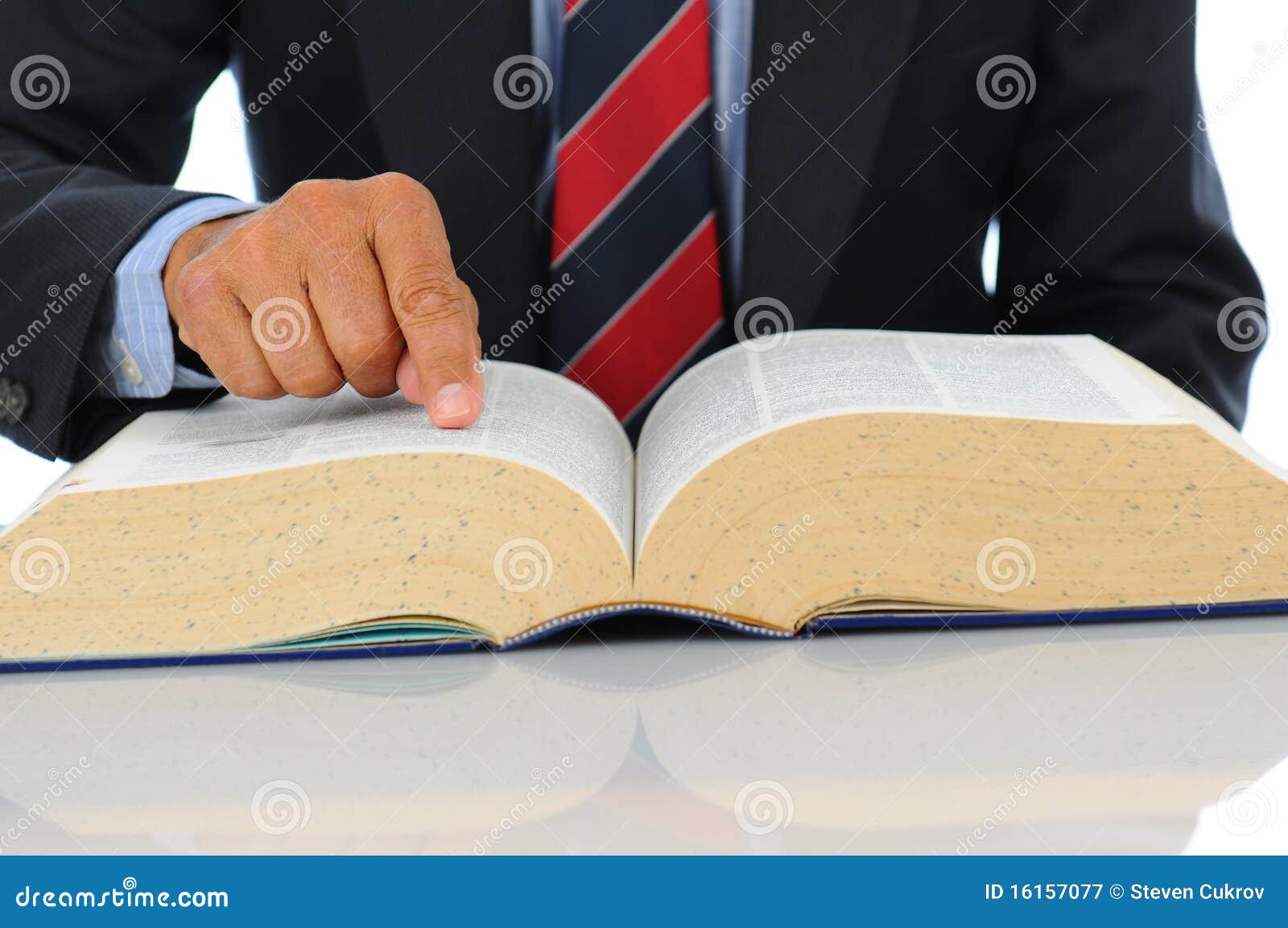 Businessman Pointing at Book Stock Image - Image of reflection, closeup ...