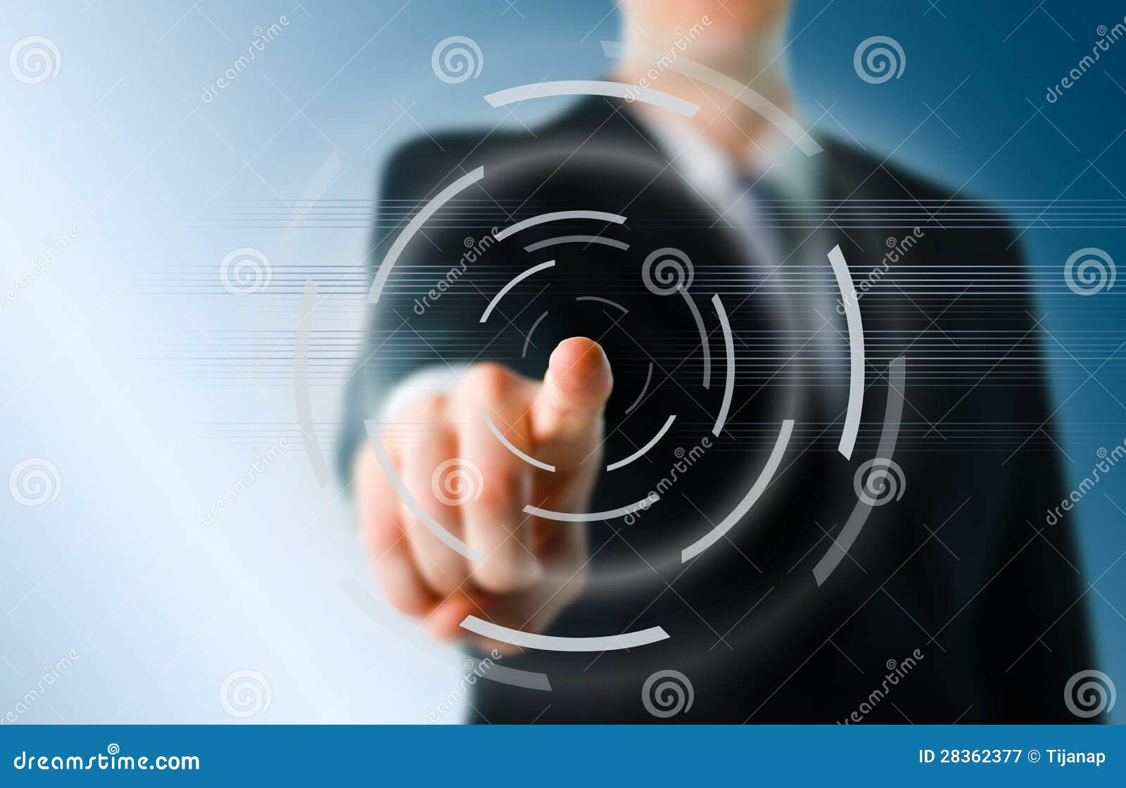 Businessman Pointing at Camera with Digital Elements Stock Image ...