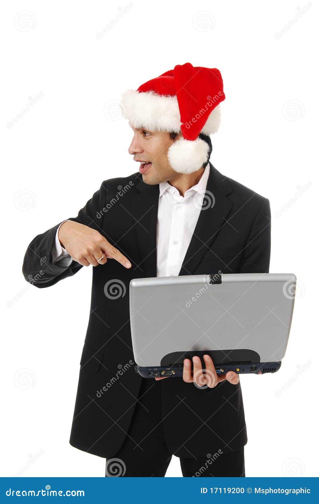 Businessman Pointing at a Computer Stock Photo - Image of model ...