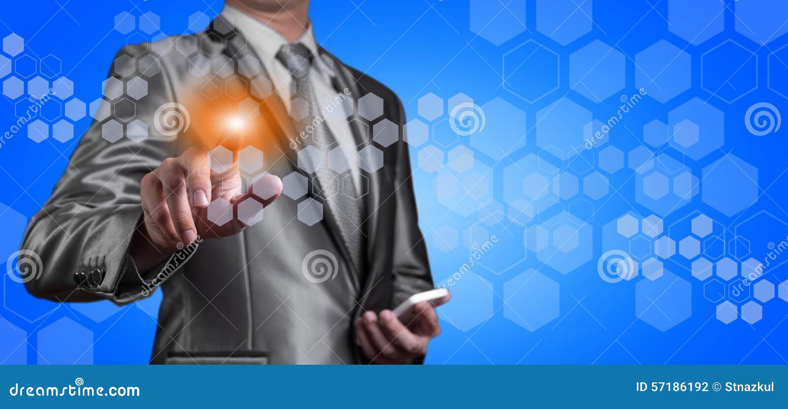 Businessman Pointing on Digital Screen, Business Technology Conc Stock ...