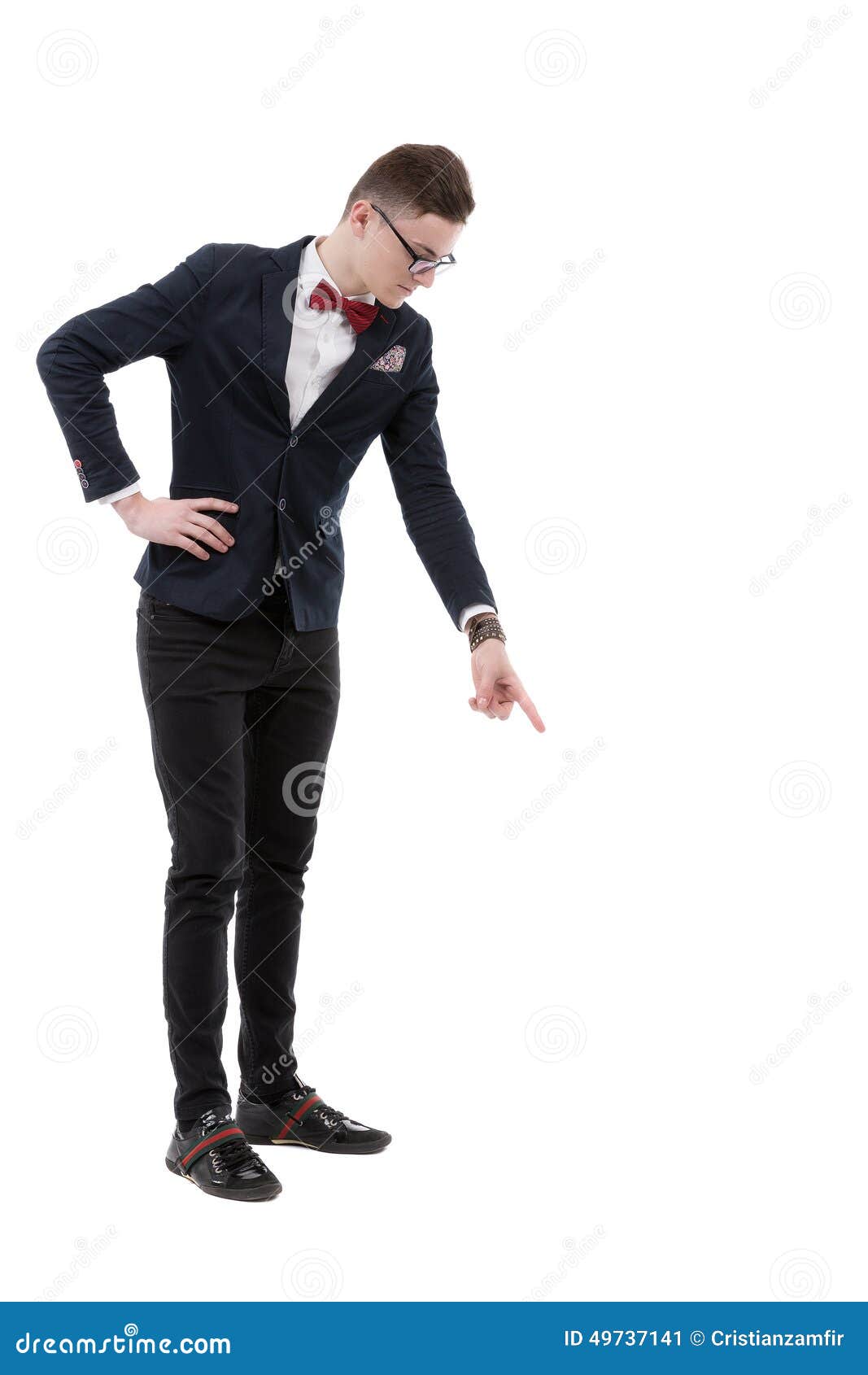 Businessman Pointing Down with the Finger Stock Image - Image of ...