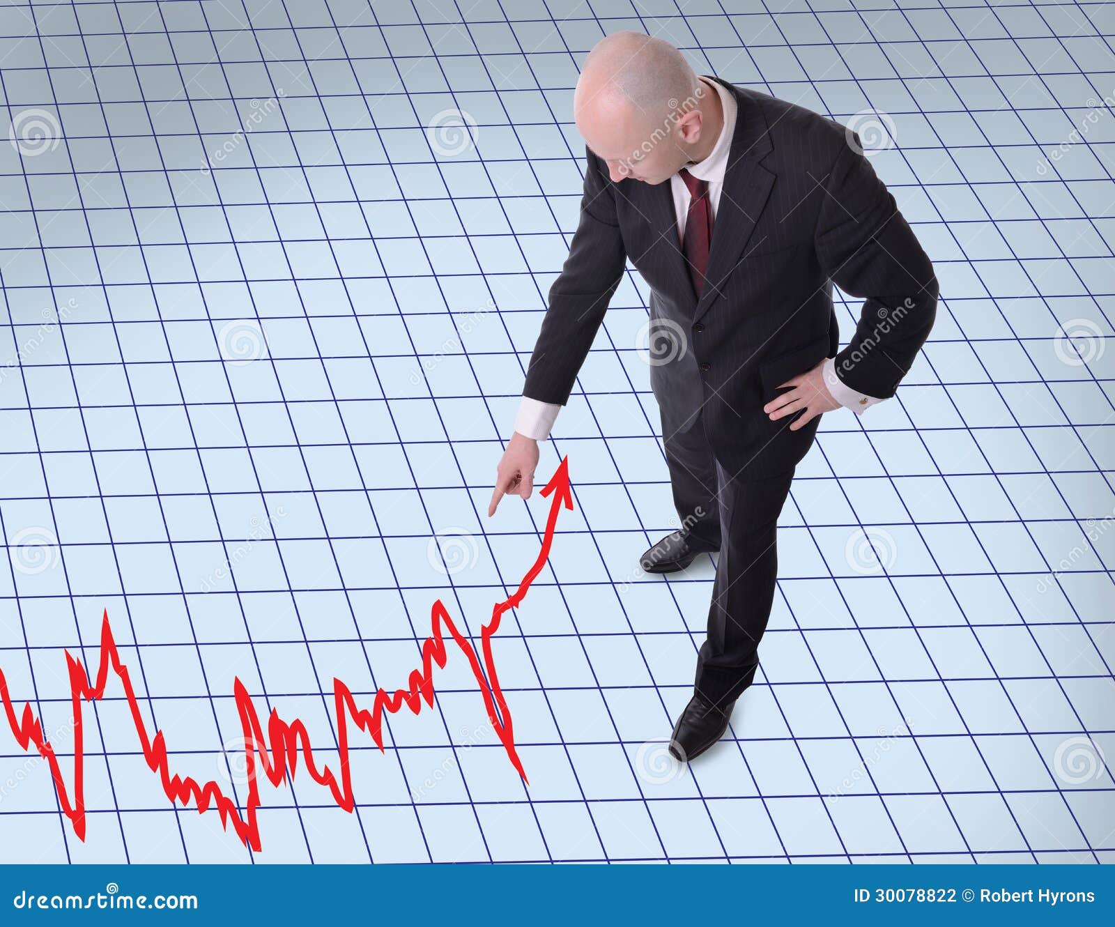 Businessman Pointing Down To Graph Stock Photo - Image of graph ...