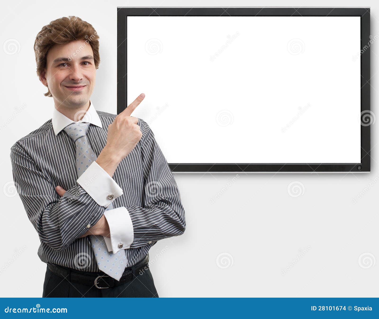 Businessman Pointing Finger on Digital Screen Stock Photo - Image of ...