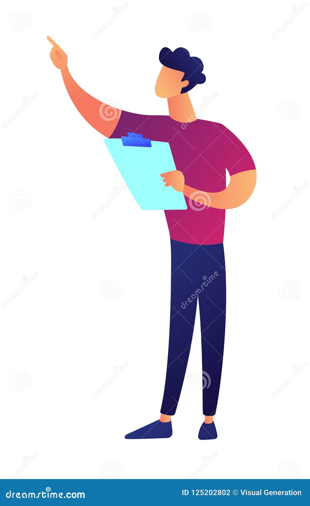 Businessman Pointing With Finger And Holding Clipboard Vector
