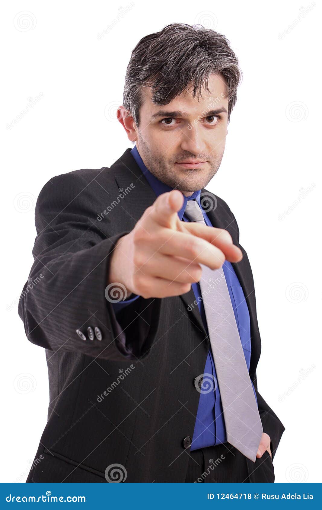 Businessman Pointing Finger at Viewer Stock Photo - Image of isolated ...