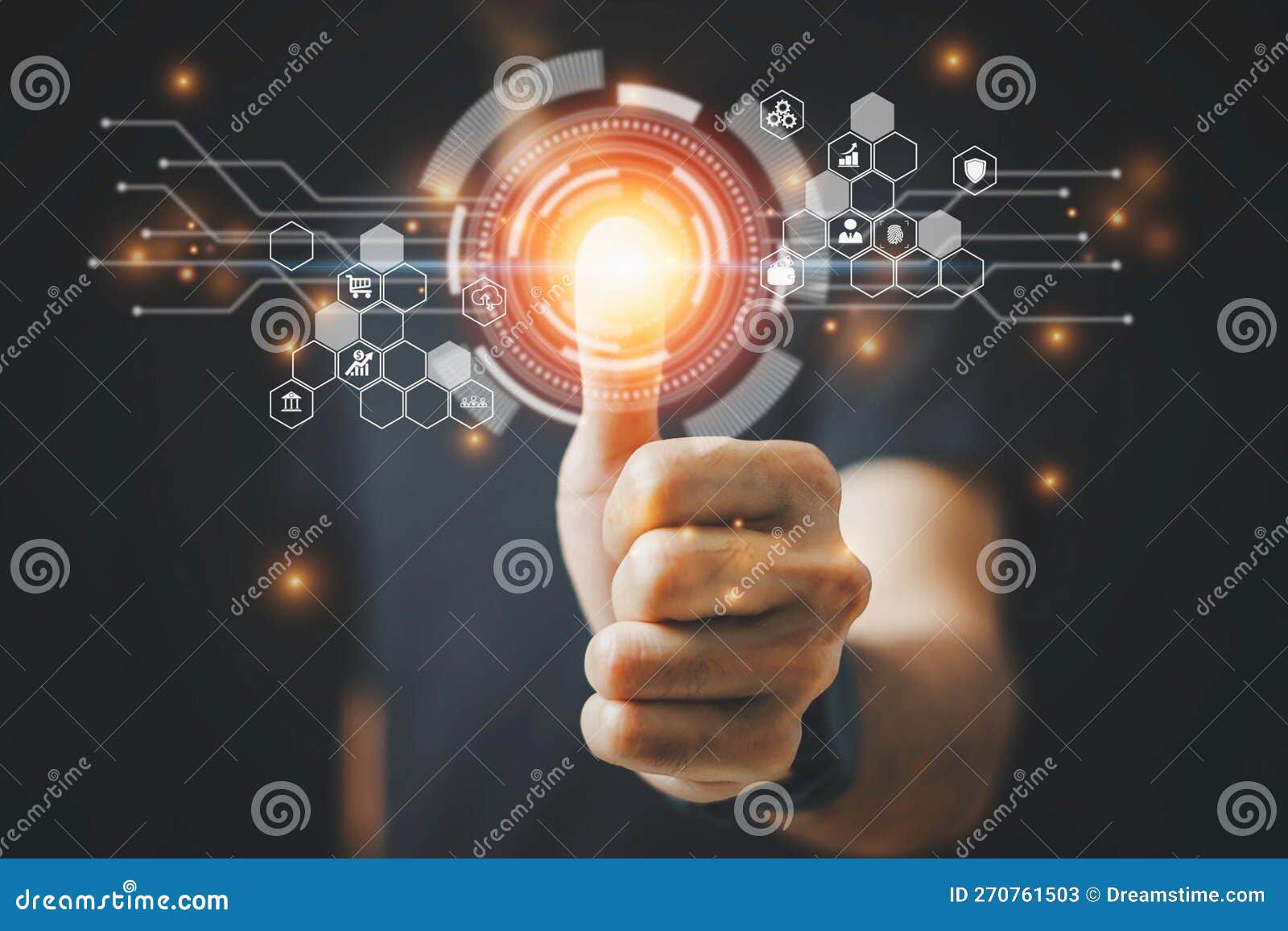 Businessman Pointing Fingerprint Scan Provides Security Access with ... Businessman Pointing Fingerprint Scan Provides Security Access with ...
