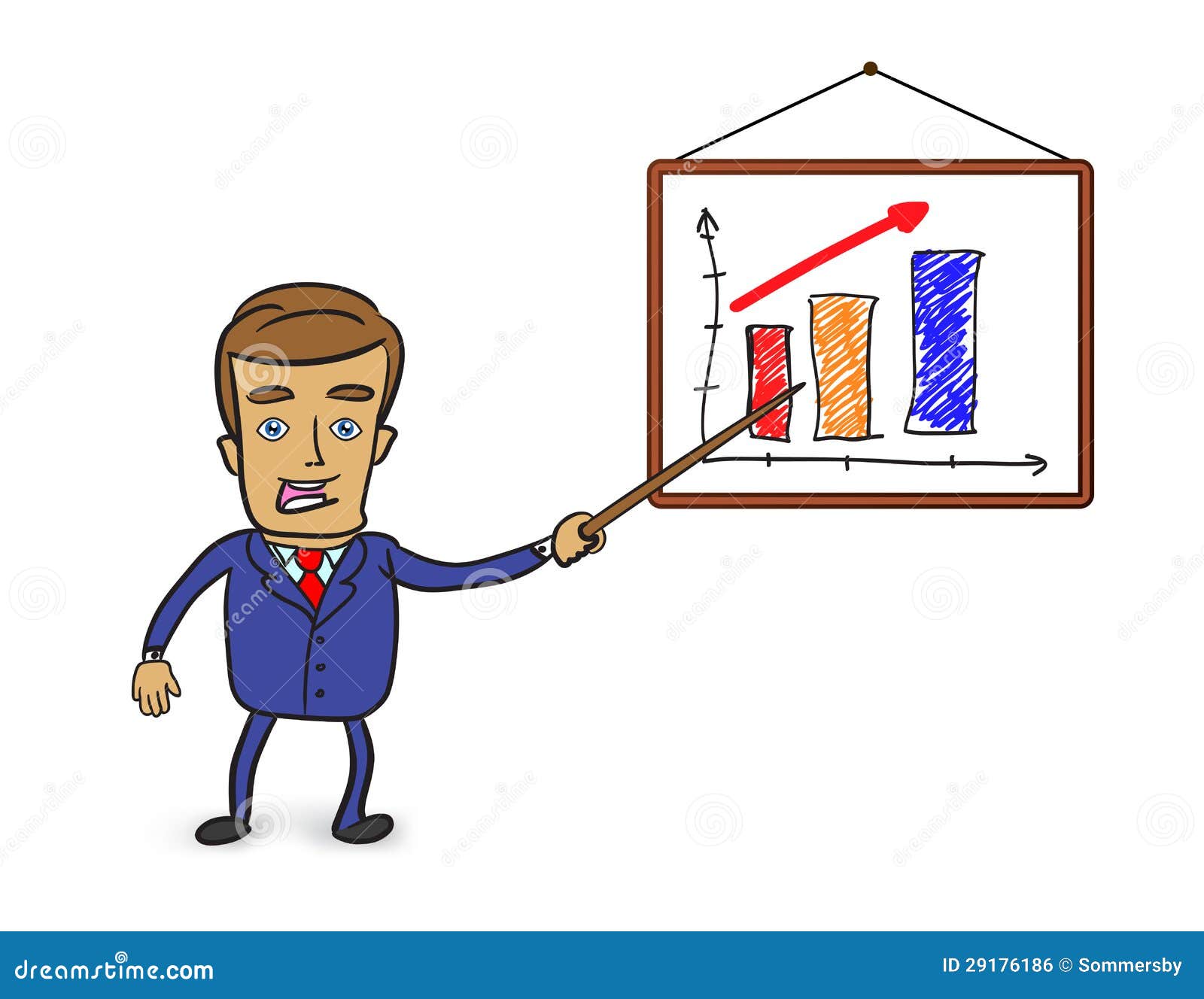 Businessman Pointing at Graph Stock Vector - Illustration of office ...