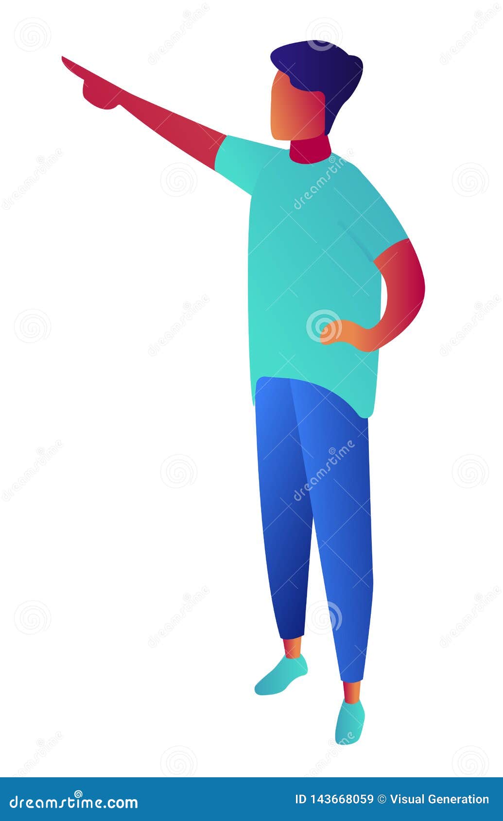 Businessman Pointing Hand at Something Isometric 3D Illustration. Stock ...