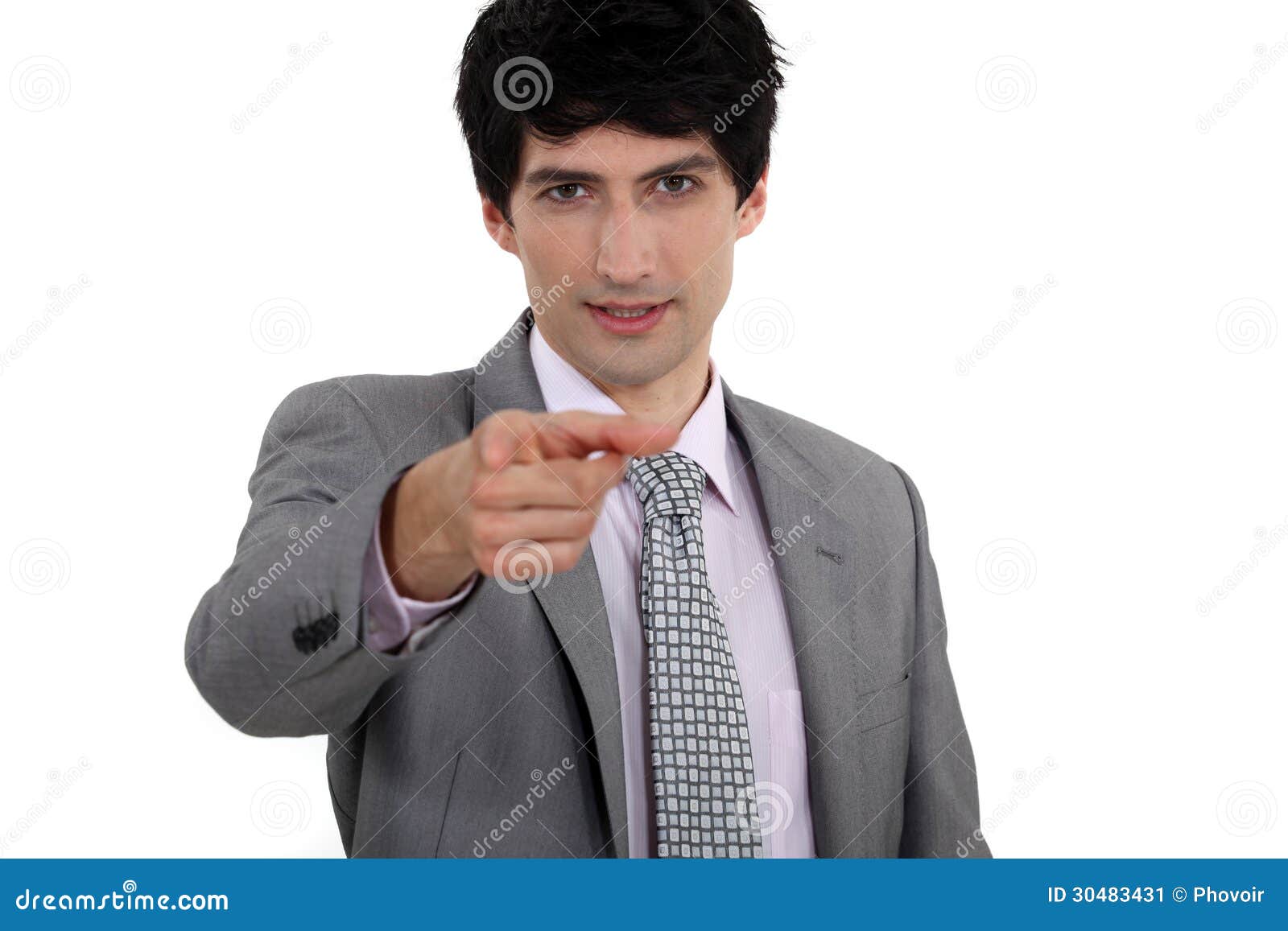 Businessman Pointing His Finger Stock Image - Image of intent, head ...