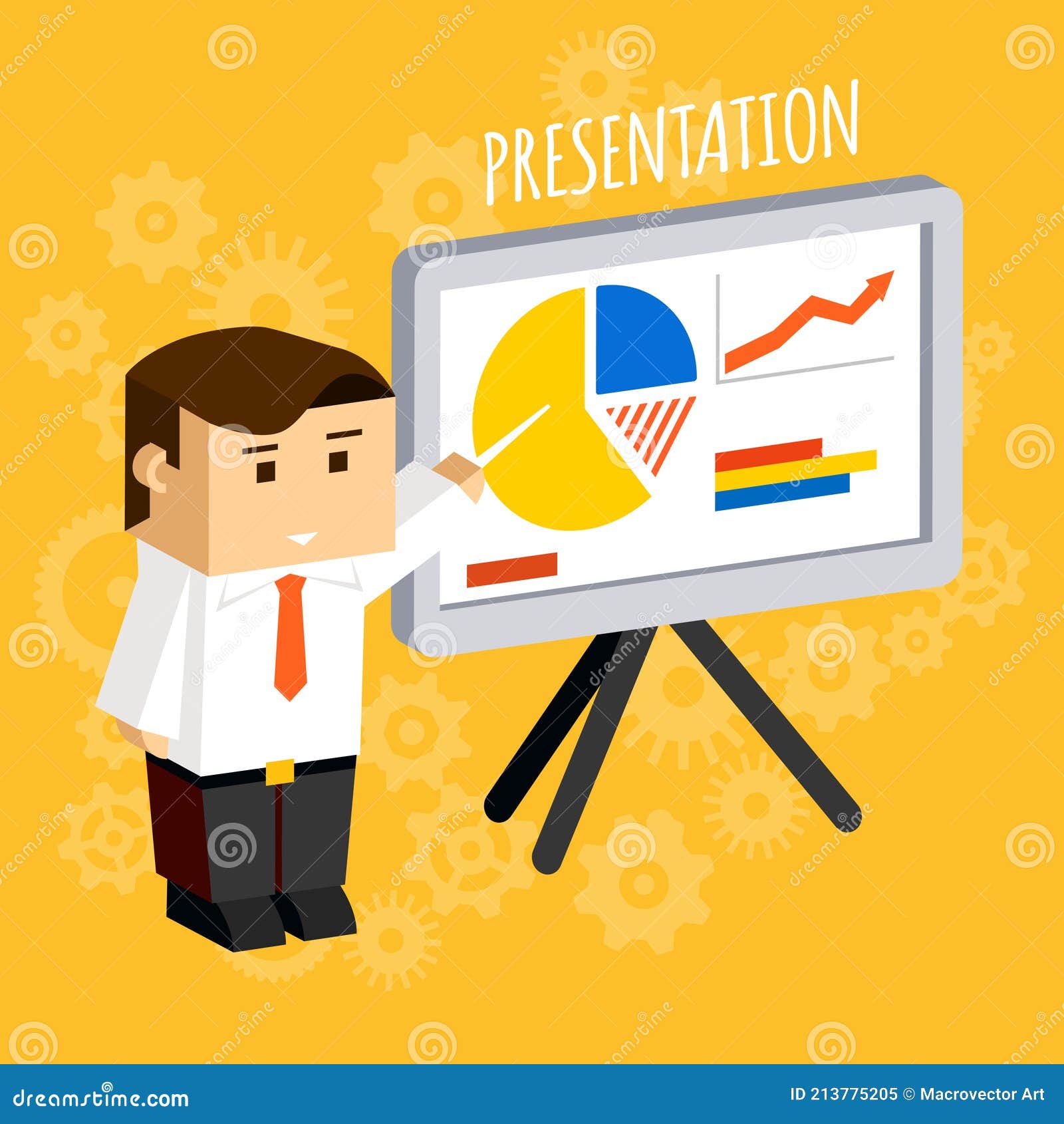 Businessman Pointing at Presentation Board Stock Vector - Illustration ...